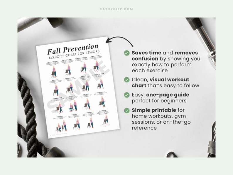 Fall Prevention Balance Exercises for Seniors Printable PDF | Chair ...