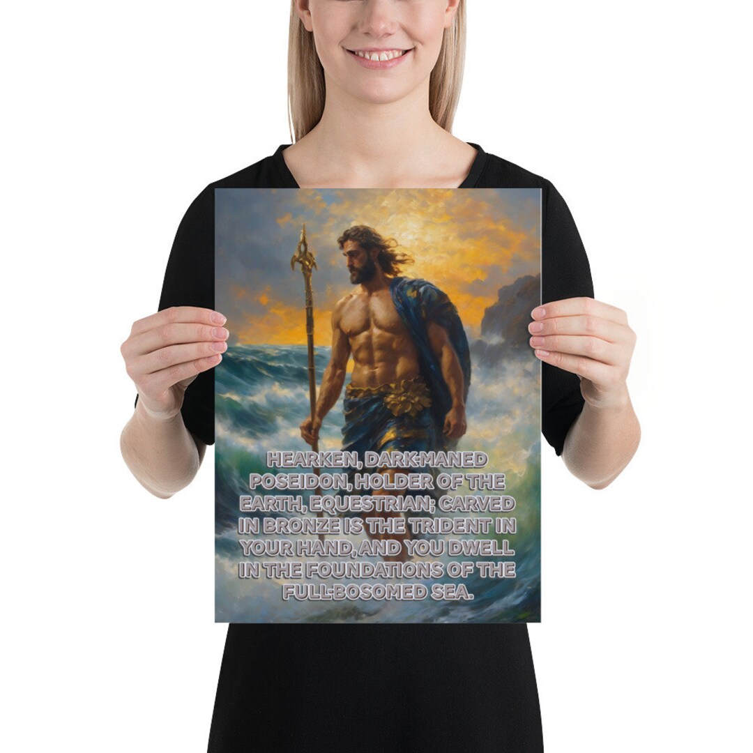 Wall Art the Greek God Poseidon Rises From the Surf. Oil - Etsy