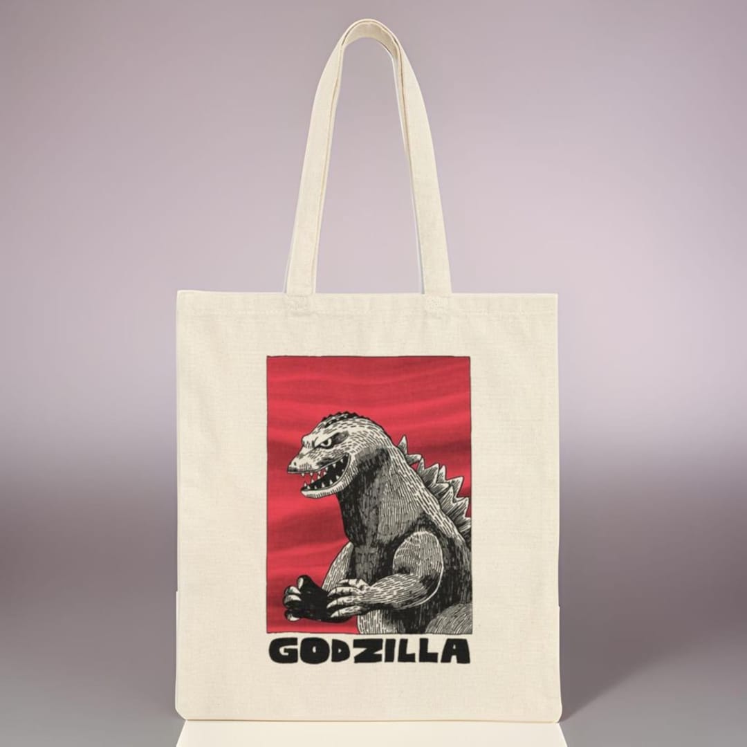Godzilla Tote Bag Red Color, Funny Tote Bag, Vintage Bag, Gift Bag. - Etsy