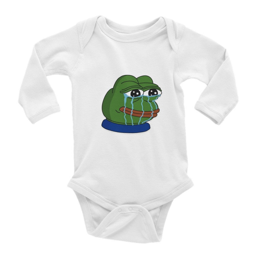 Meme Baby Long Sleeve Bodysuit Pepe Cry Ai Enhanced Image - Etsy