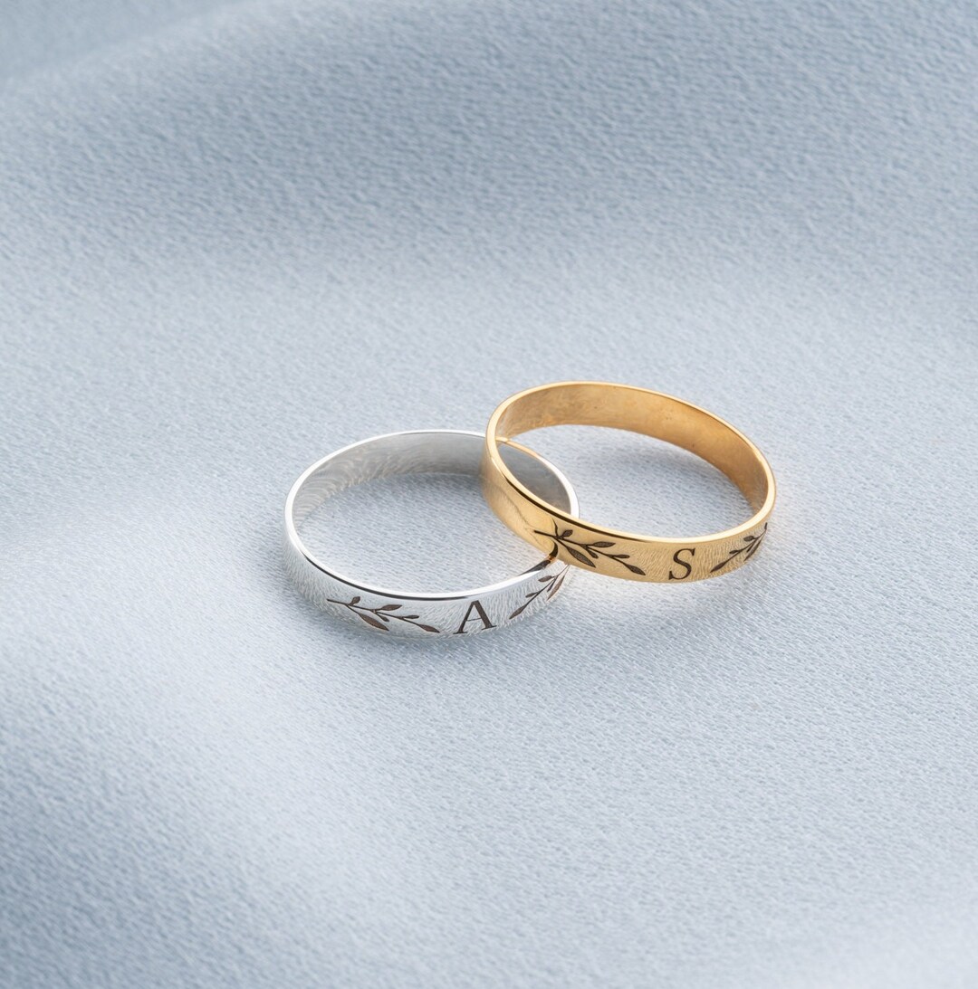 Custom Initial Ring: Personalized Silver Stacking Ring - Etsy