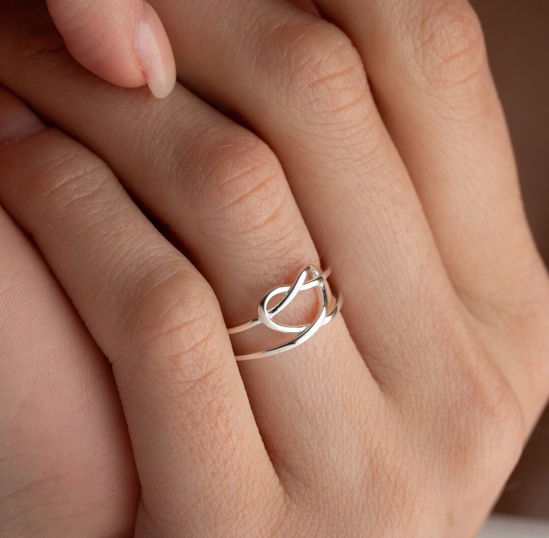 Heart Knot Ring, Love Knot Jewelry, Love Heart Knot Ring, Minimal Heart ...