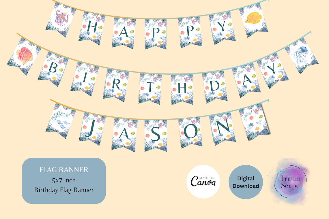 Under the Sea Birthday Party Bundle, Ocean Animals Party Invitation ...