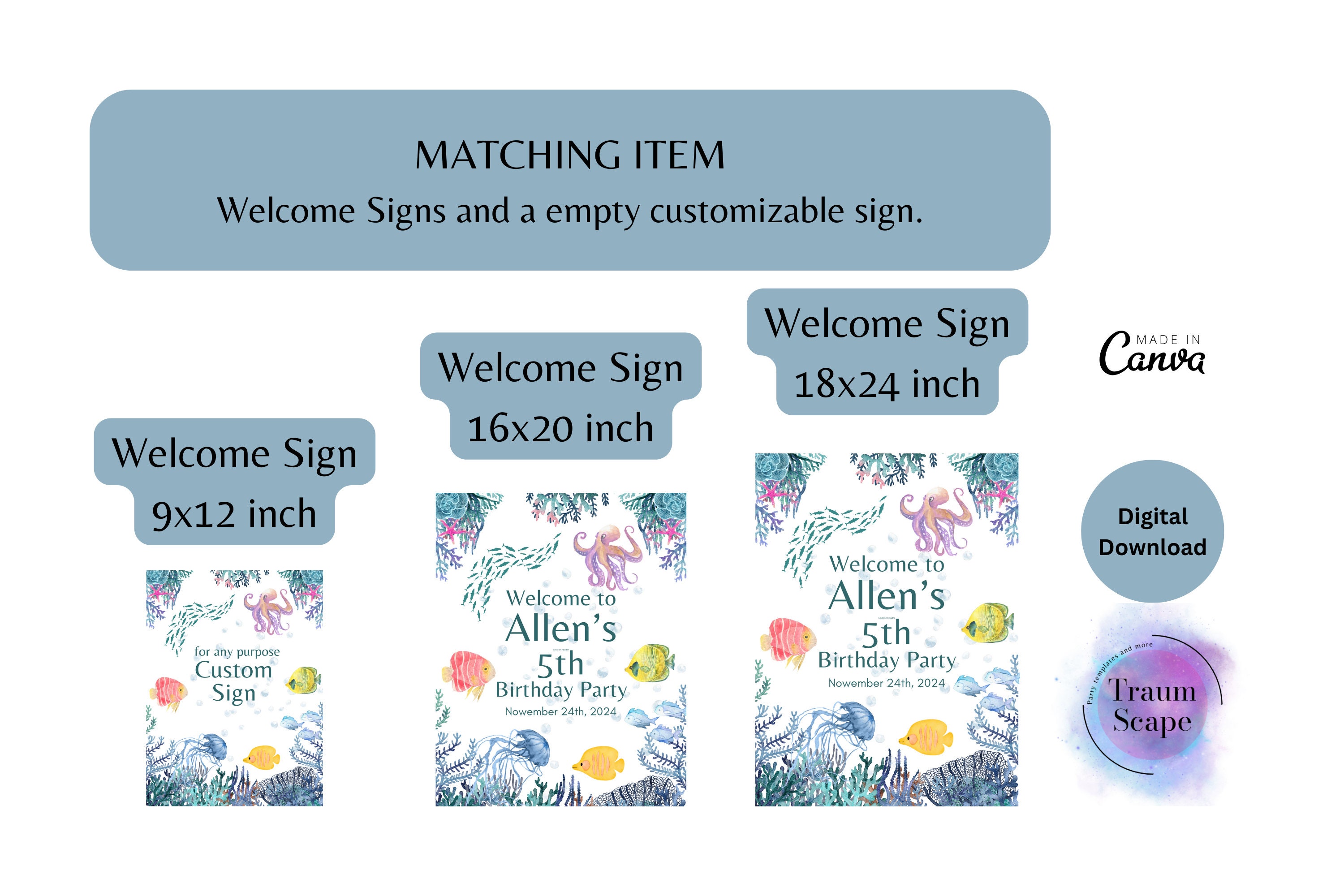 Ocean Birthday Editable Flag Banner, Nautical Kids Birthday Party ...