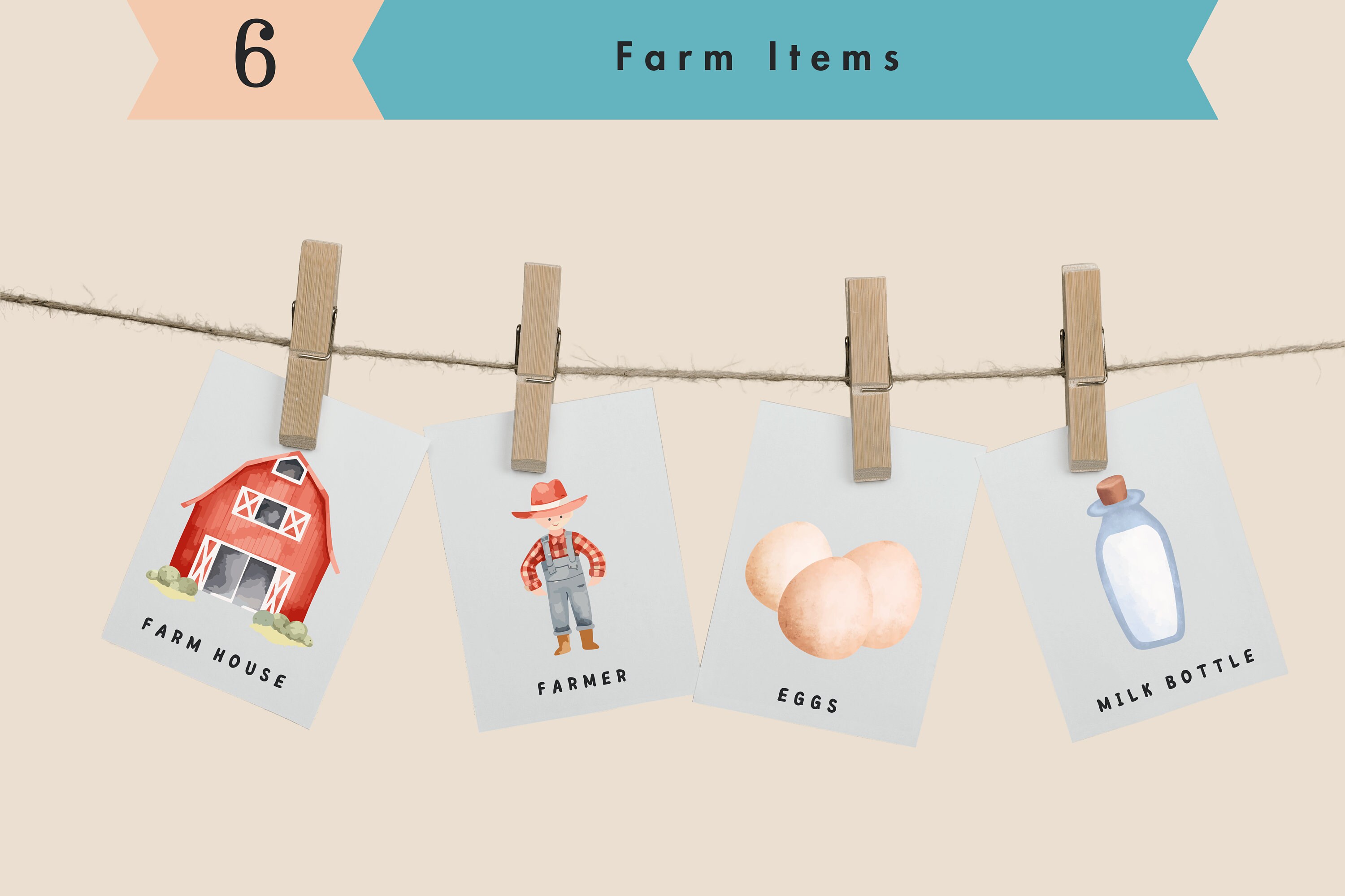 Farm Animals, Vegetables, Fruits Flash Cards, Preschool Educational ...