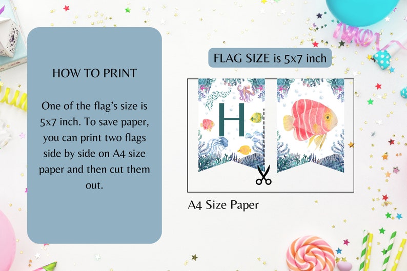 Ocean Birthday Editable Flag Banner, Nautical Kids Birthday Party ...