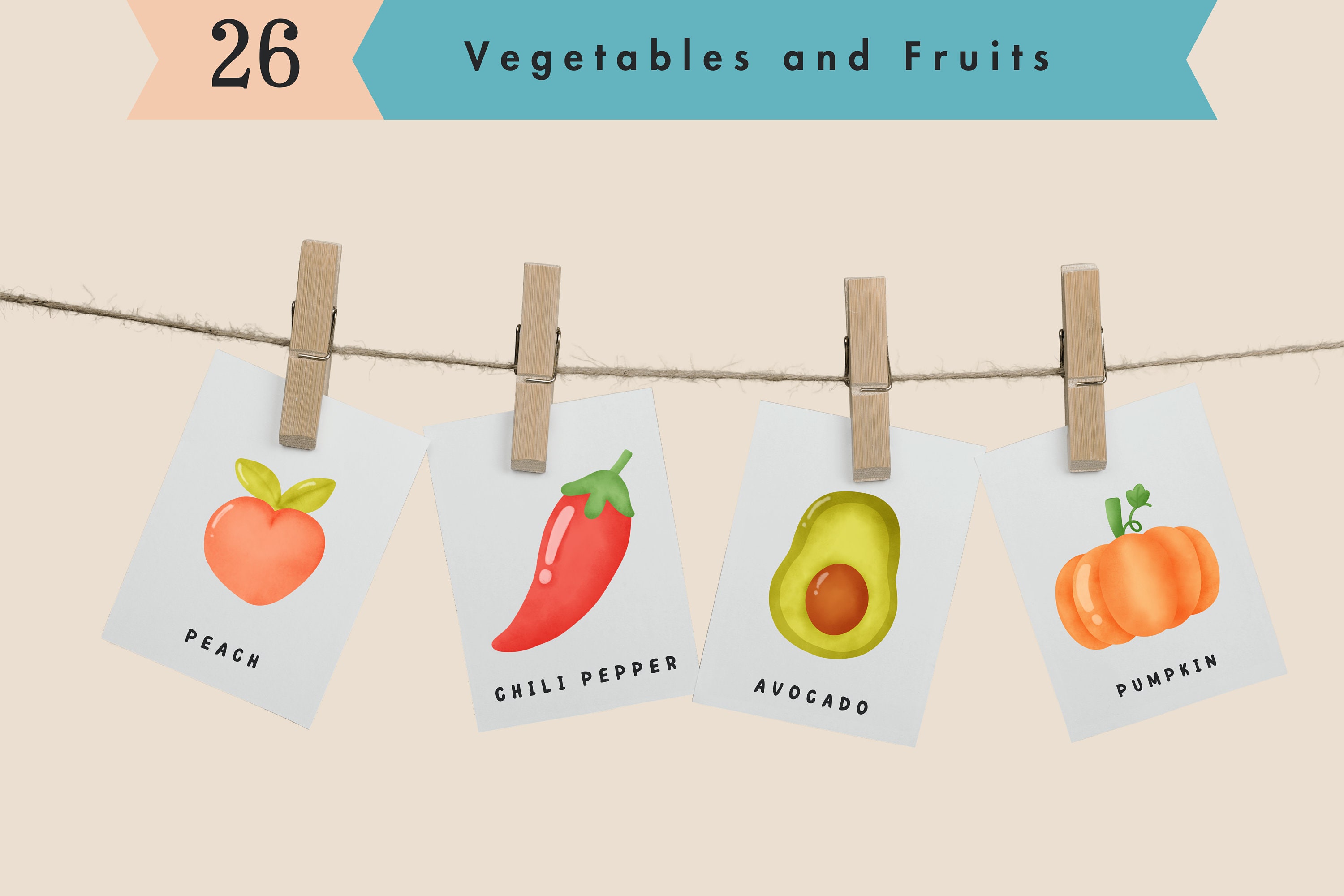 Farm Animals, Vegetables, Fruits Flash Cards, Preschool Educational ...