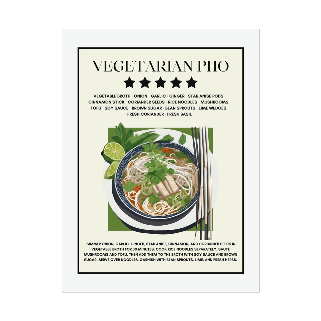 Pho Recipe Rolled Poster Kitchen Poster Kitchen Decor - Etsy