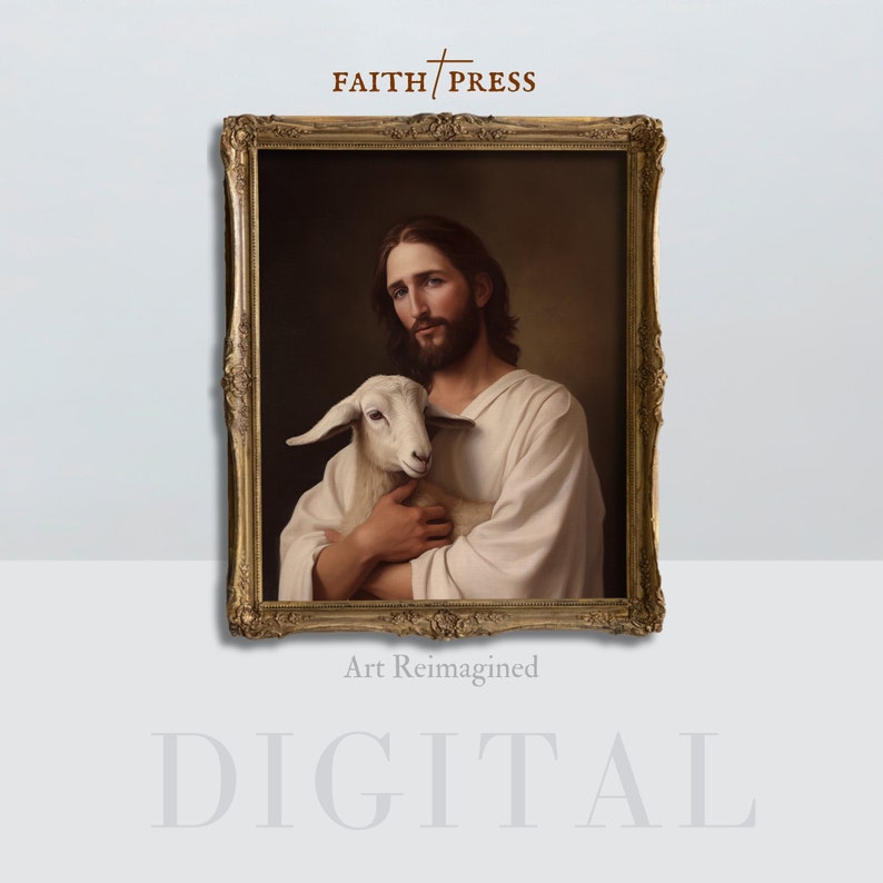 Baptism Gift Digital Christian Art Jesus Sheep Art Printable - Etsy