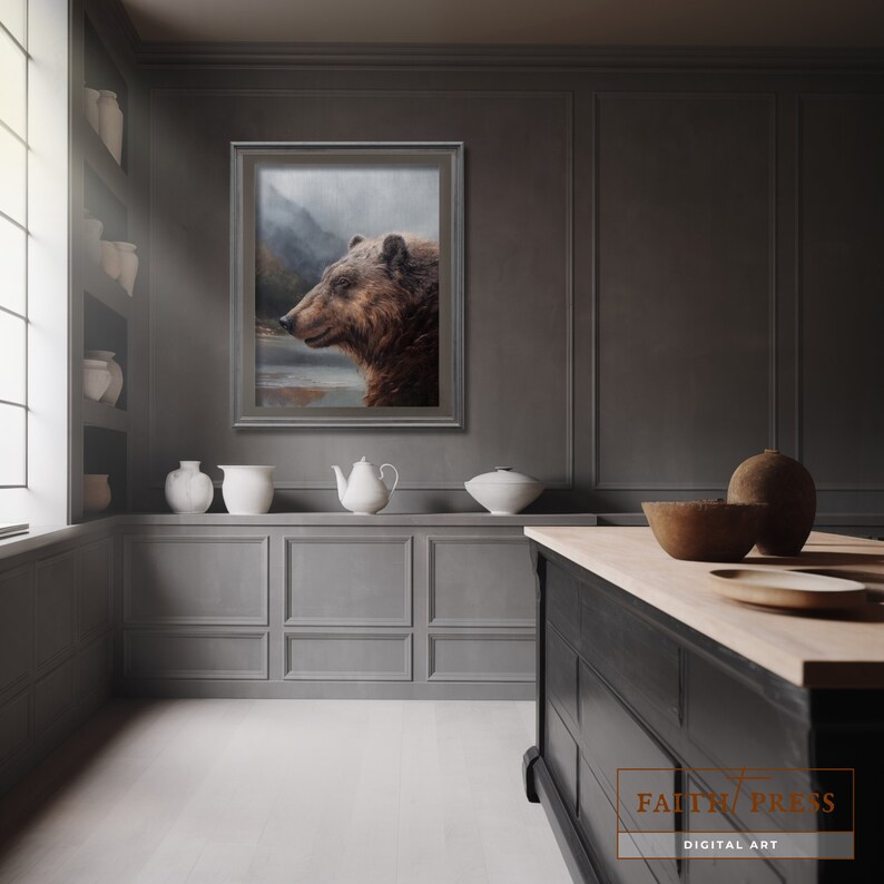 Rustic Bear Art Bear Art Forest Bear Digital Art Muted Wall Art Muted ...