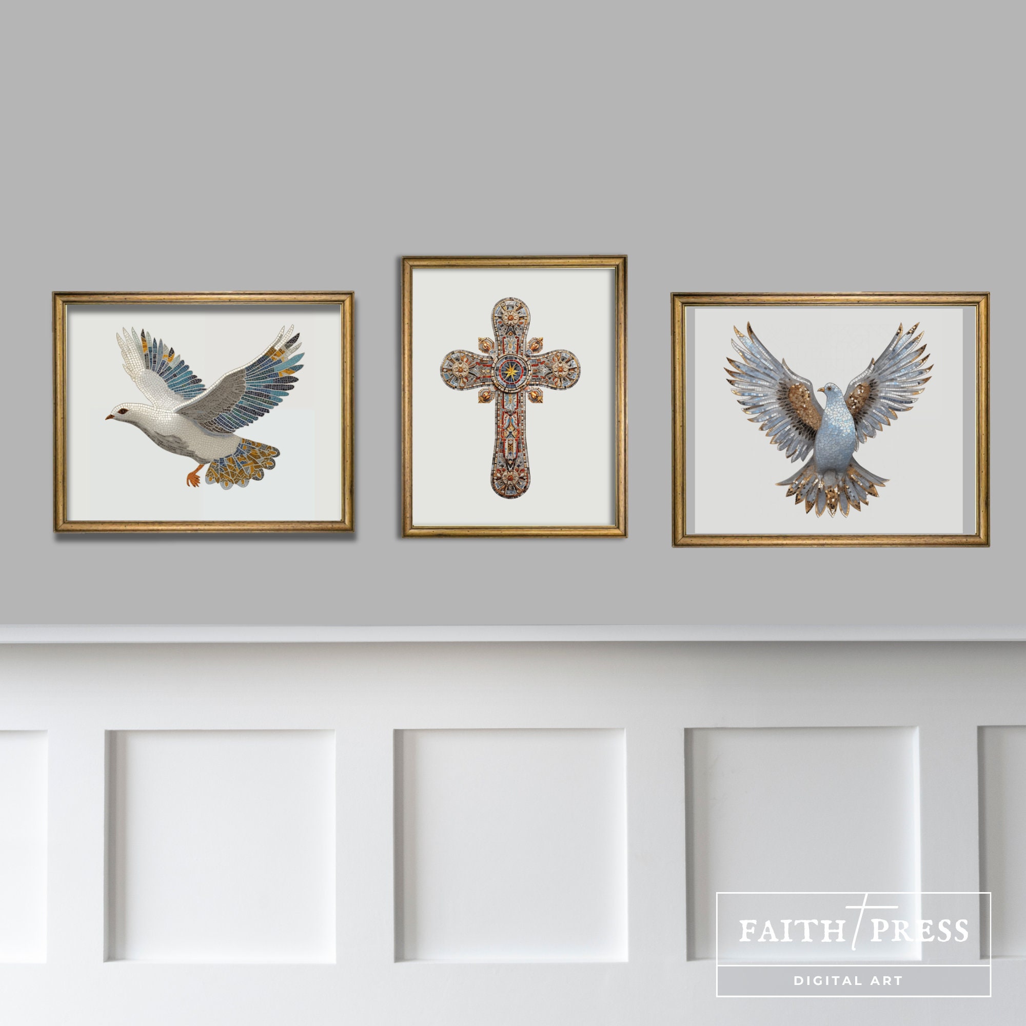 Set of 5 Digital Christian Art Jesus Mosiac Art Christian Art - Etsy
