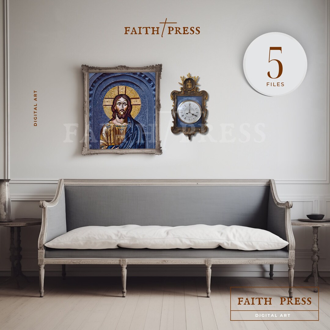 Set of 5 Digital Christian Art Jesus Mosiac Art Christian Art Printable ...