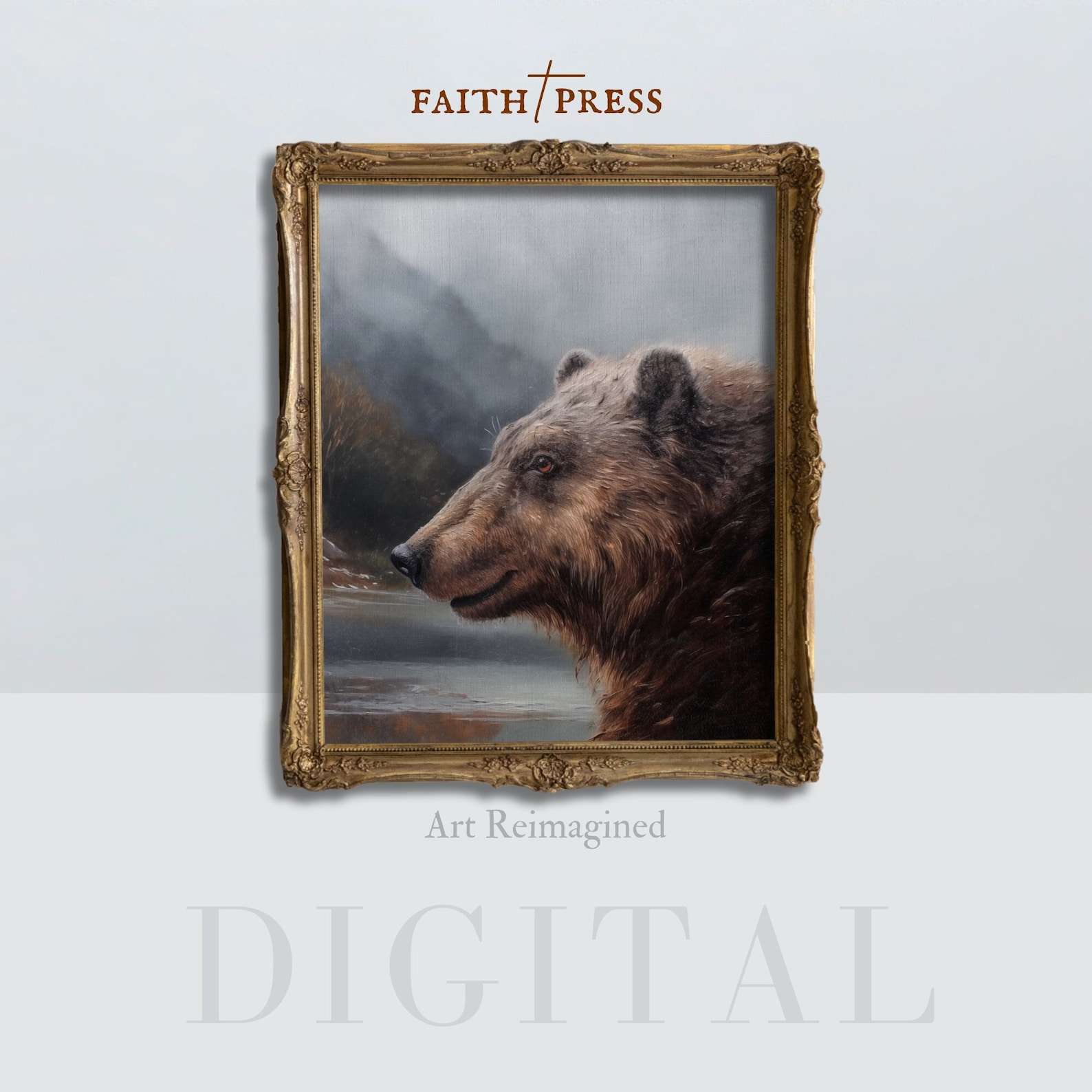 Rustic Bear Art Bear Art Forest Bear Digital Art Muted Wall Art Muted ...