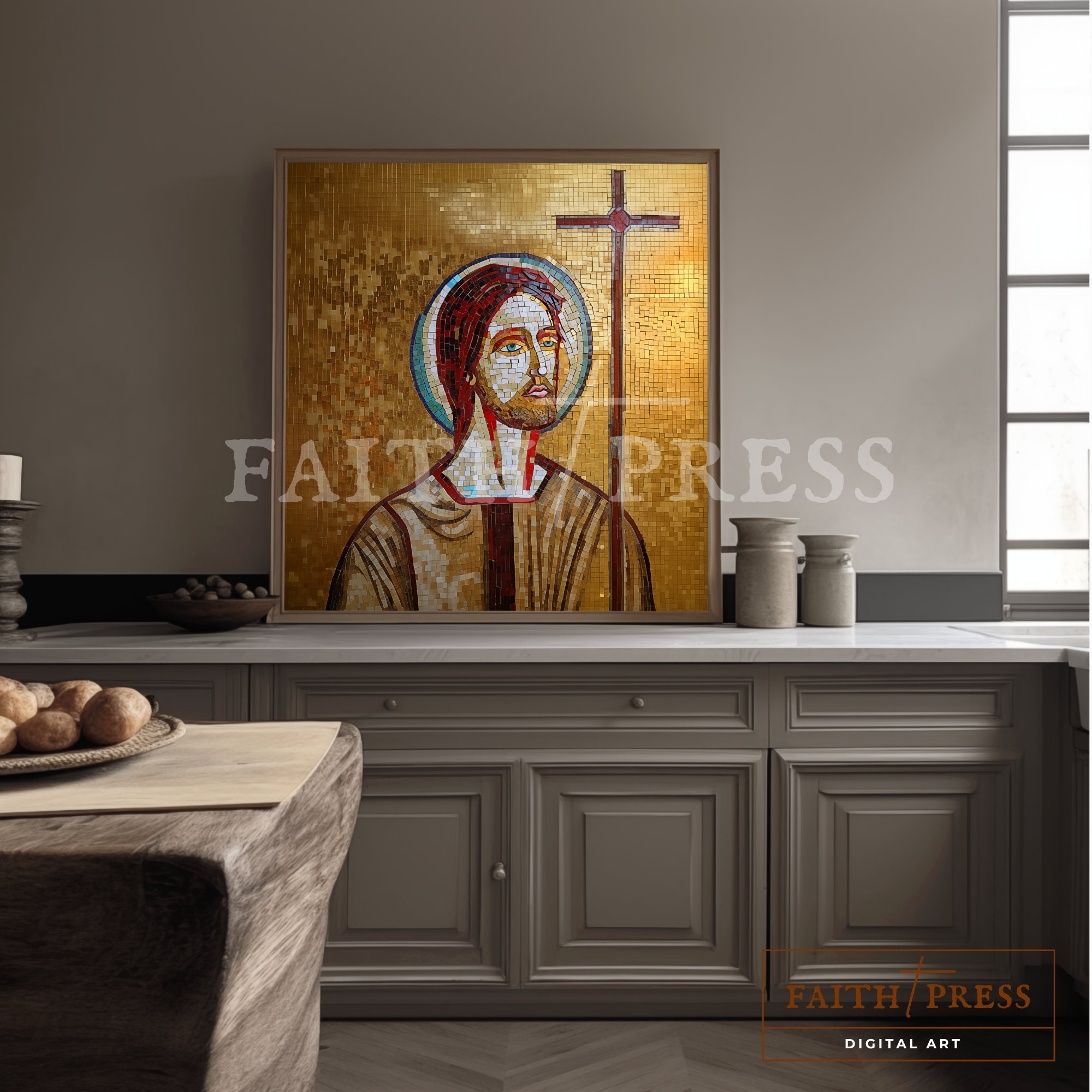 Set of 5 Digital Christian Art Jesus Mosiac Art Christian Art - Etsy