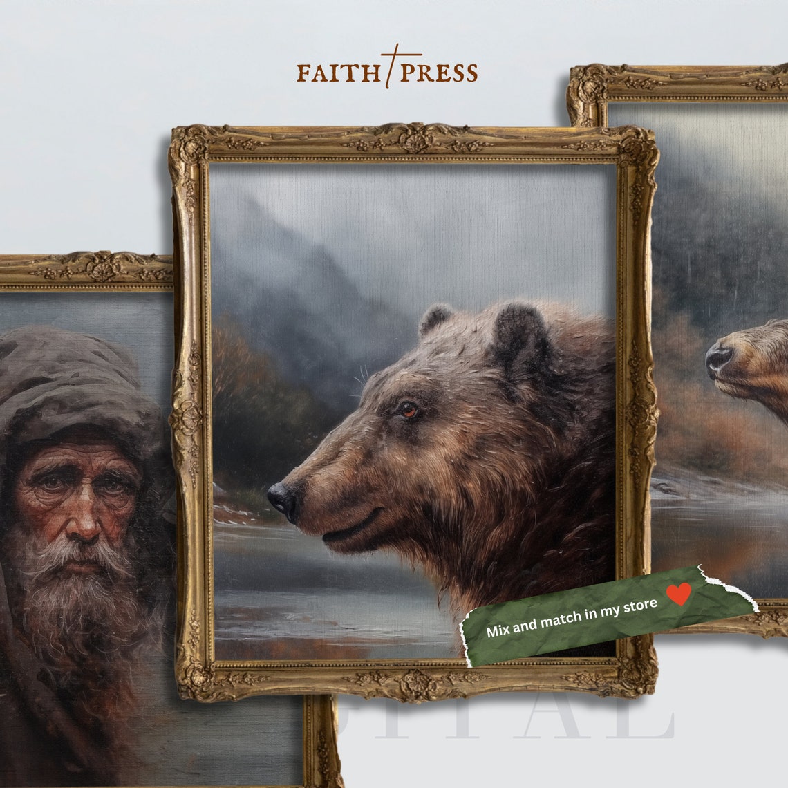 Rustic Bear Art Bear Art Forest Bear Digital Art Muted Wall Art Muted ...