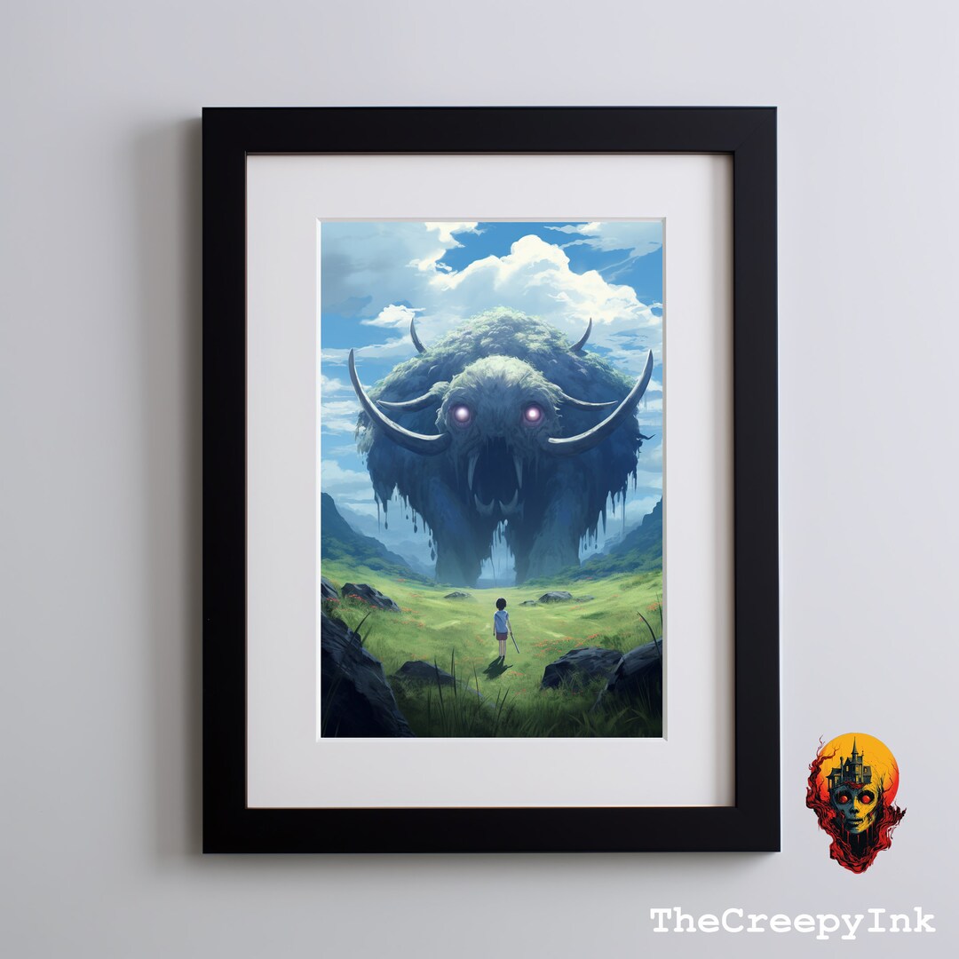 Confronting the Behemoth: the Girl and the Ox-like Titan - Etsy