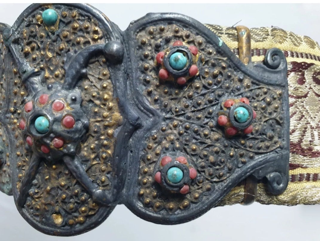 19th Century Ottoman Bronze Belt Buckle, Mixed Metal - Etsy