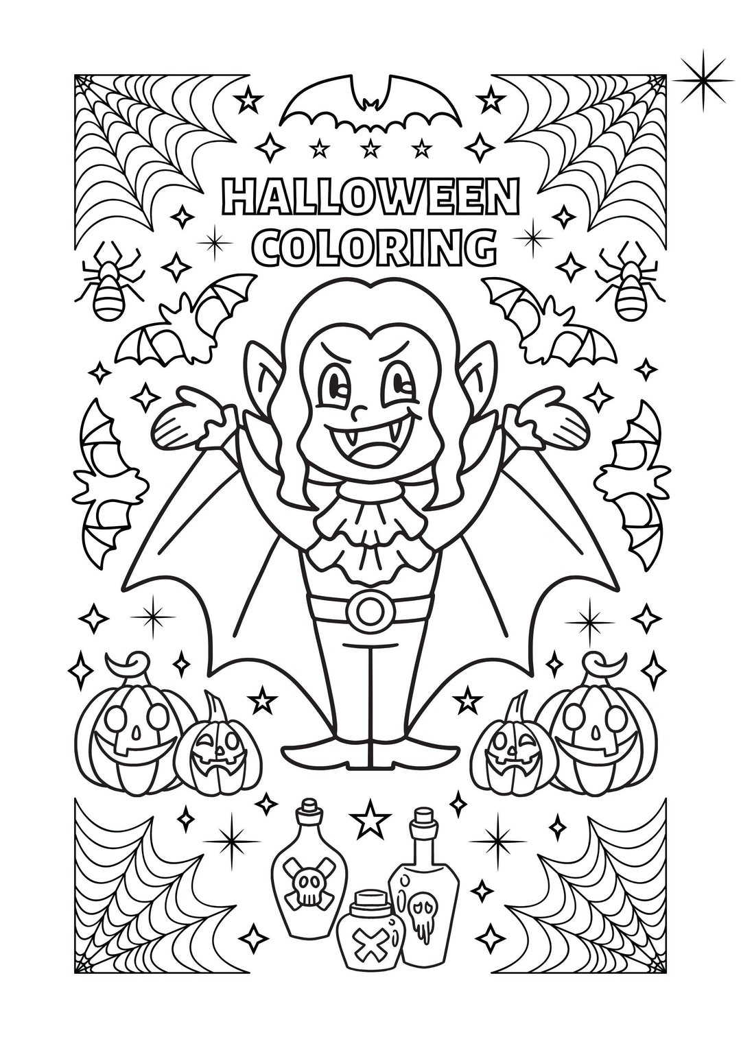 Printable Childrens Halloween Coloring Book 10 Pages - Etsy