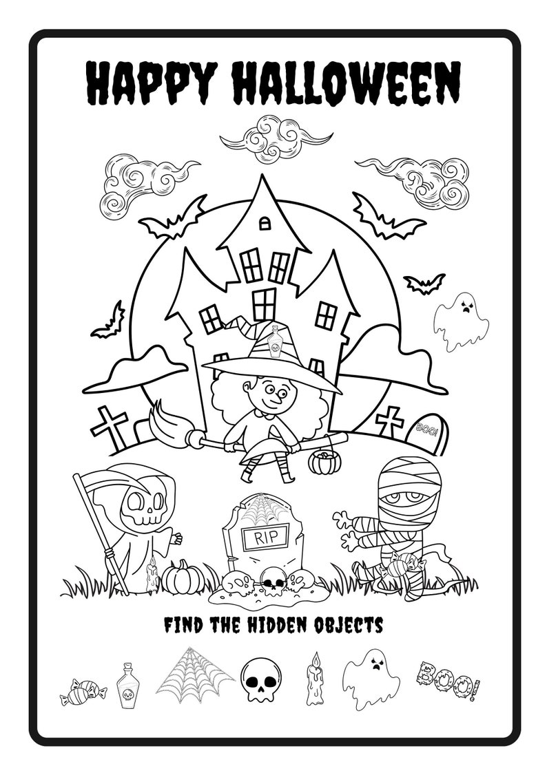 Printable Childrens Halloween Activity Coloring Book 10 Pages - Etsy
