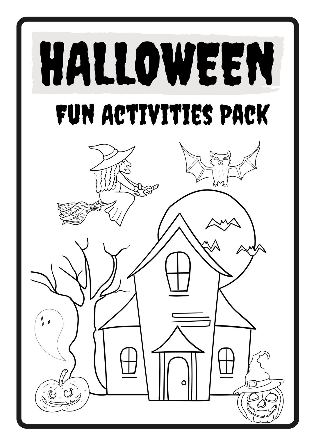 Printable Childrens Halloween Activity Coloring Book 10 Pages - Etsy
