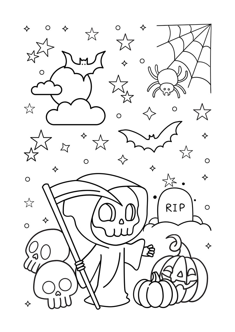 Printable Childrens Halloween Coloring Book 10 Pages - Etsy
