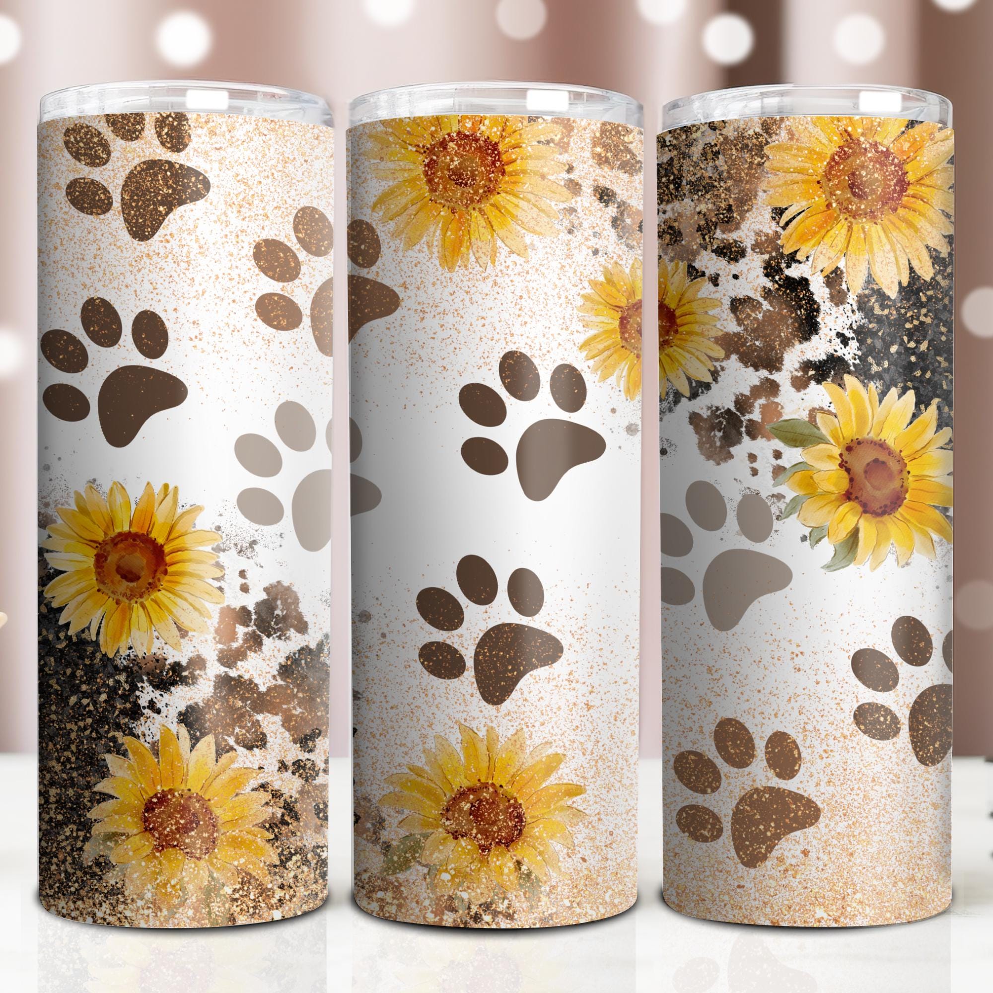 Sunflower Dog Paw 20 Oz Skinny Tumbler Sublimation Design Straight ...