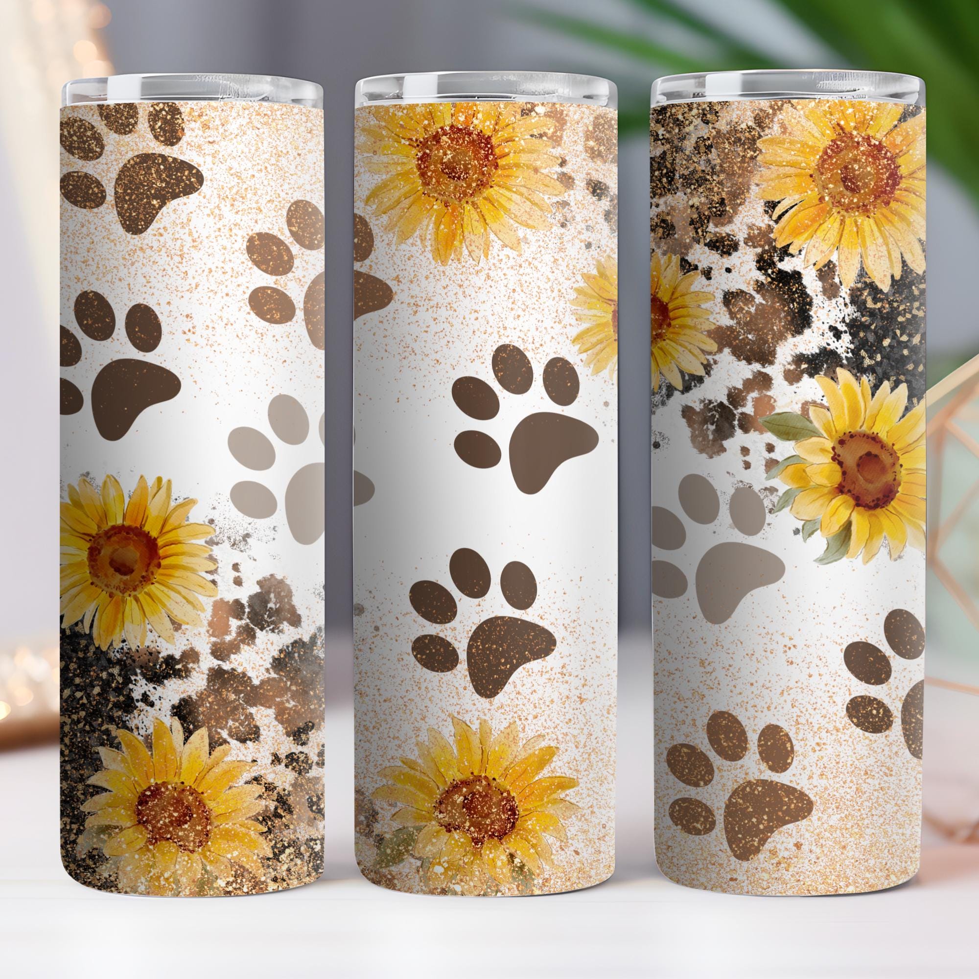 Sunflower Dog Paw 20 Oz Skinny Tumbler Sublimation Design Straight ...