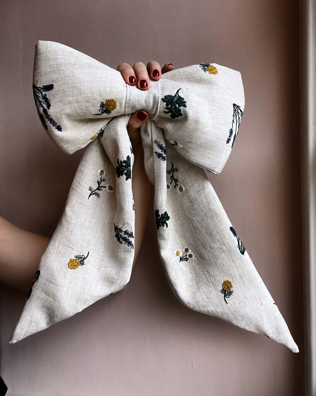 Floral Embroidered Over-sized Bow LIMITED RUN - Etsy