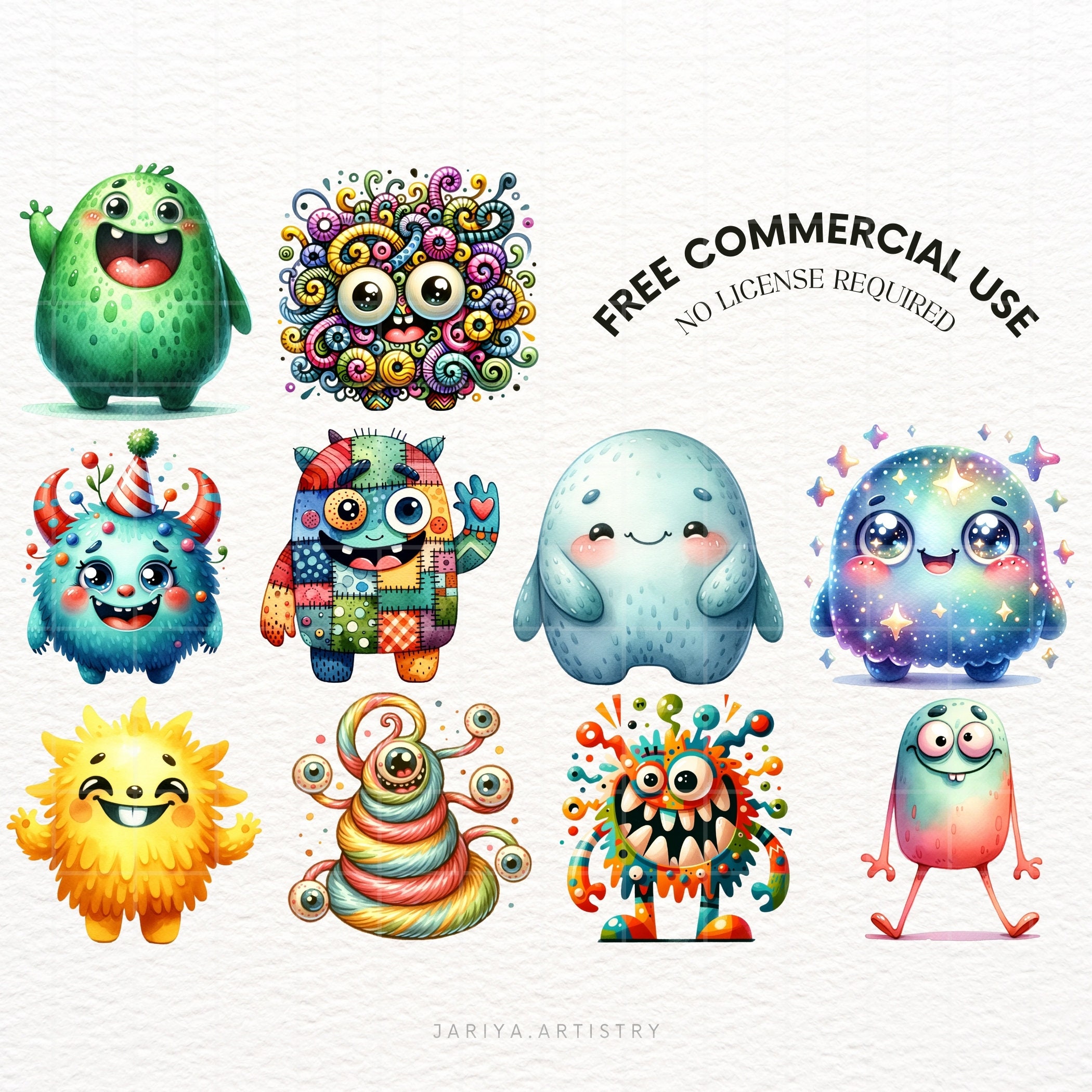 Cute Friendly Monster Clipart Bundle, Cute Monster Clipart PNG ...