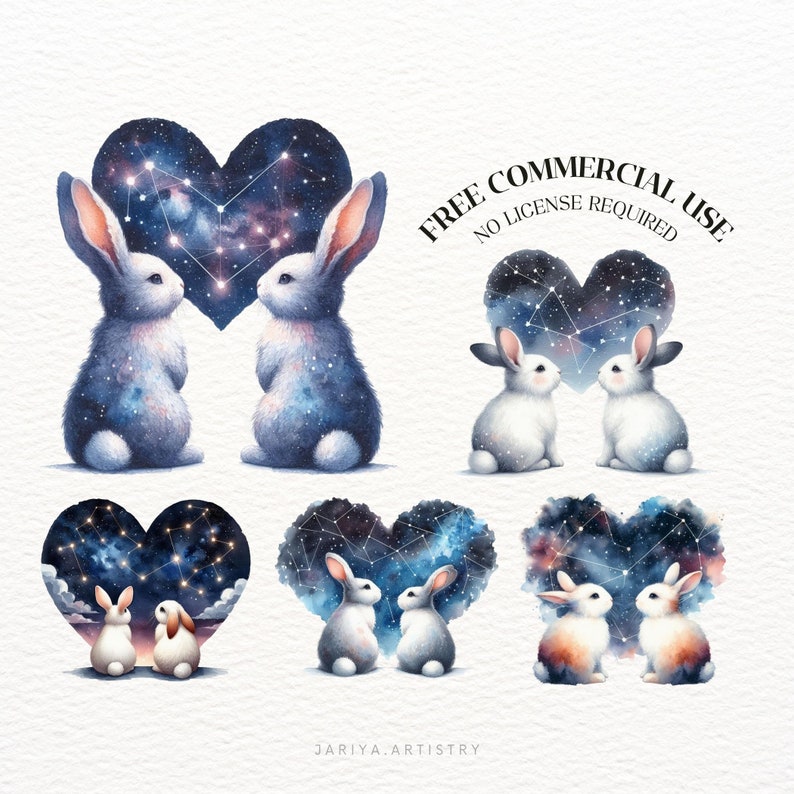 Cute Bunny Couple Clipart Bundle Valentine Watercolor Clipart - Etsy