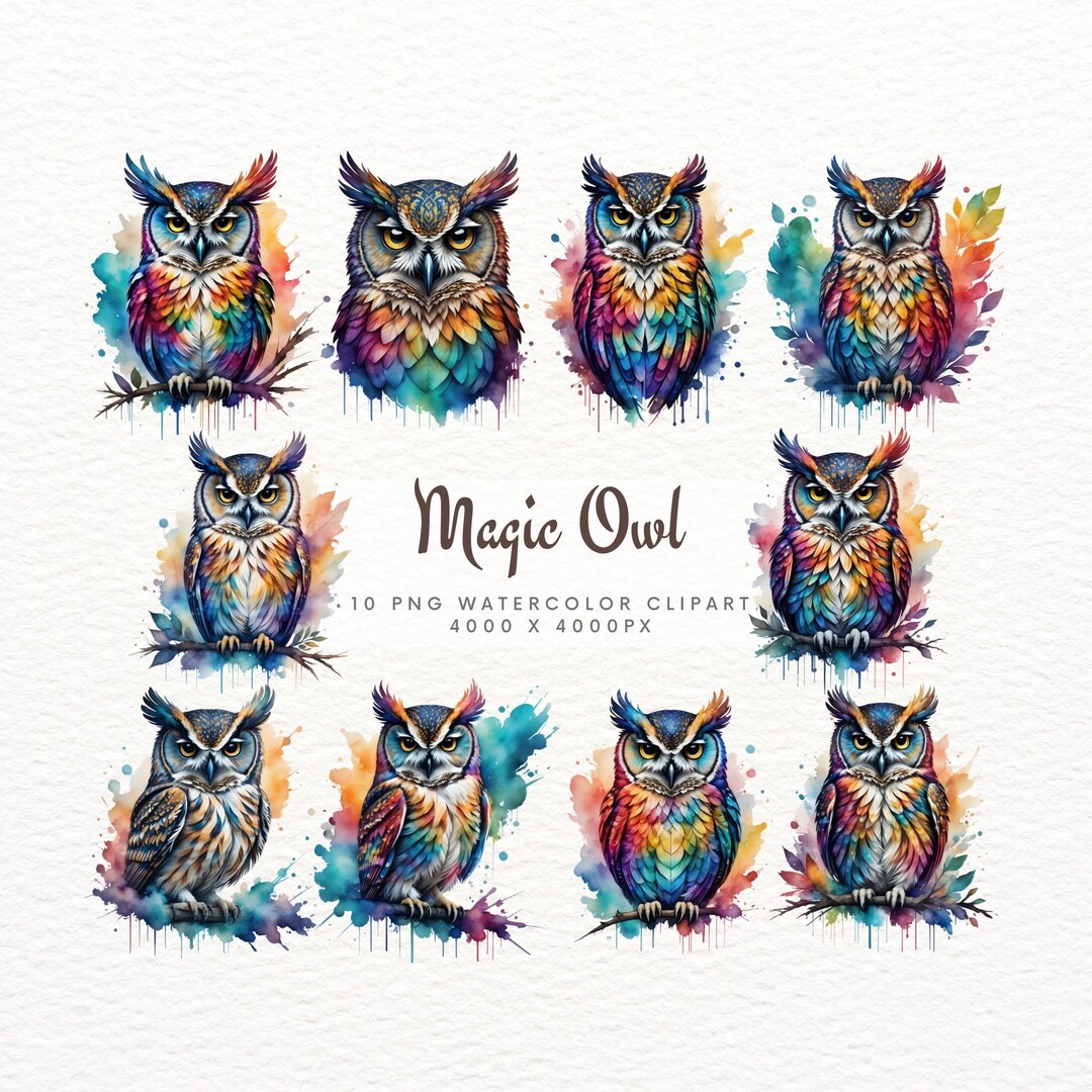 Magic Owl Clipart Bundle, Magic Owl Clipart PNG, Magic Owl Designs ...