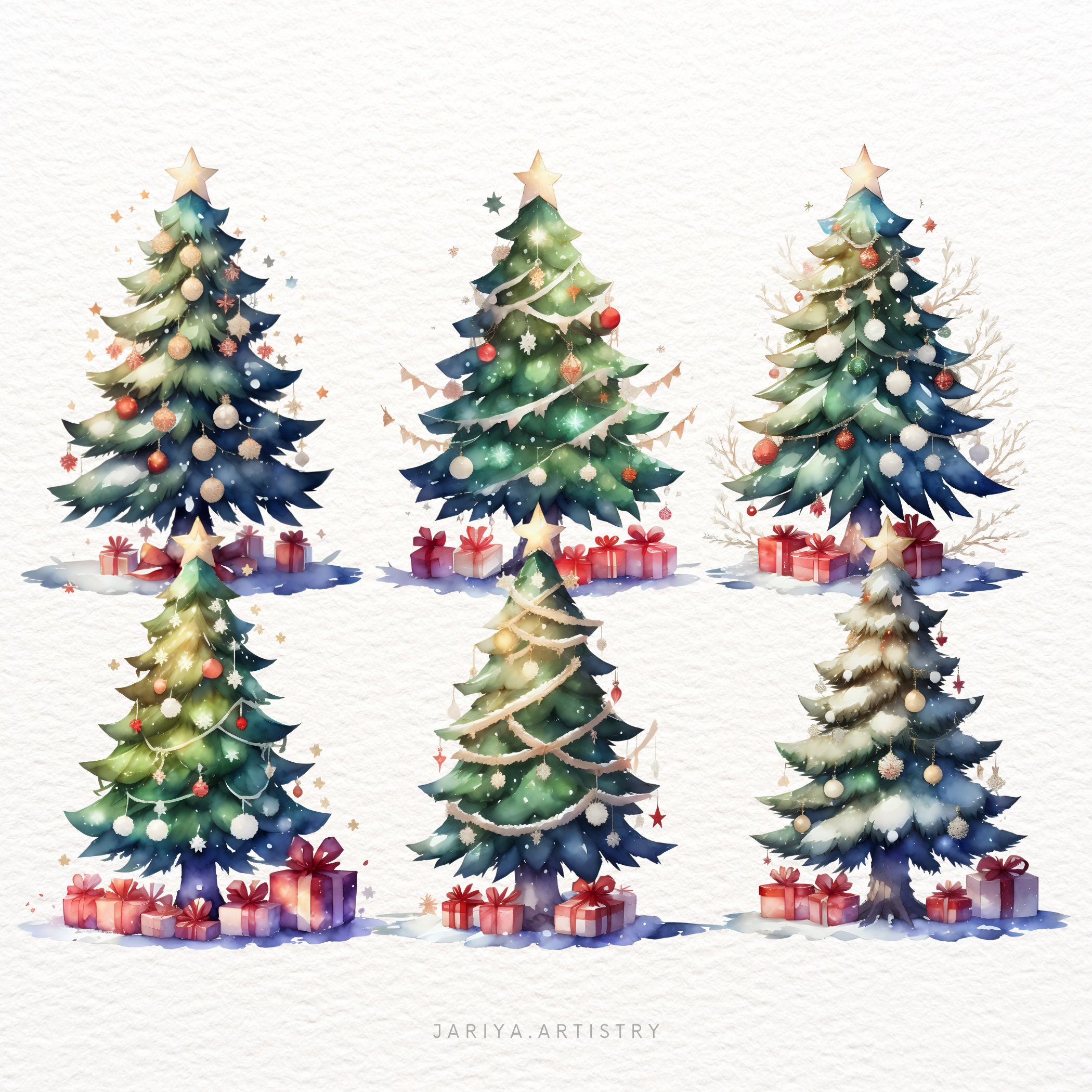 Christmas Tree Clipart Bundle, Christmas Tree Clipart PNG, Christmas ...