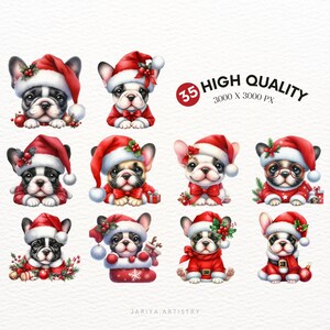 Cute French Bulldog in Santa Outfit Joyful Watercolor Clipart for ...