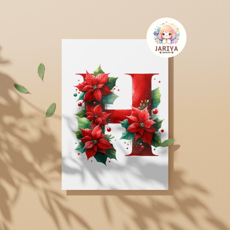 Christmas Flower Alphabet Clipart Bundle, A-Z Clipart PNG, Christmas ...