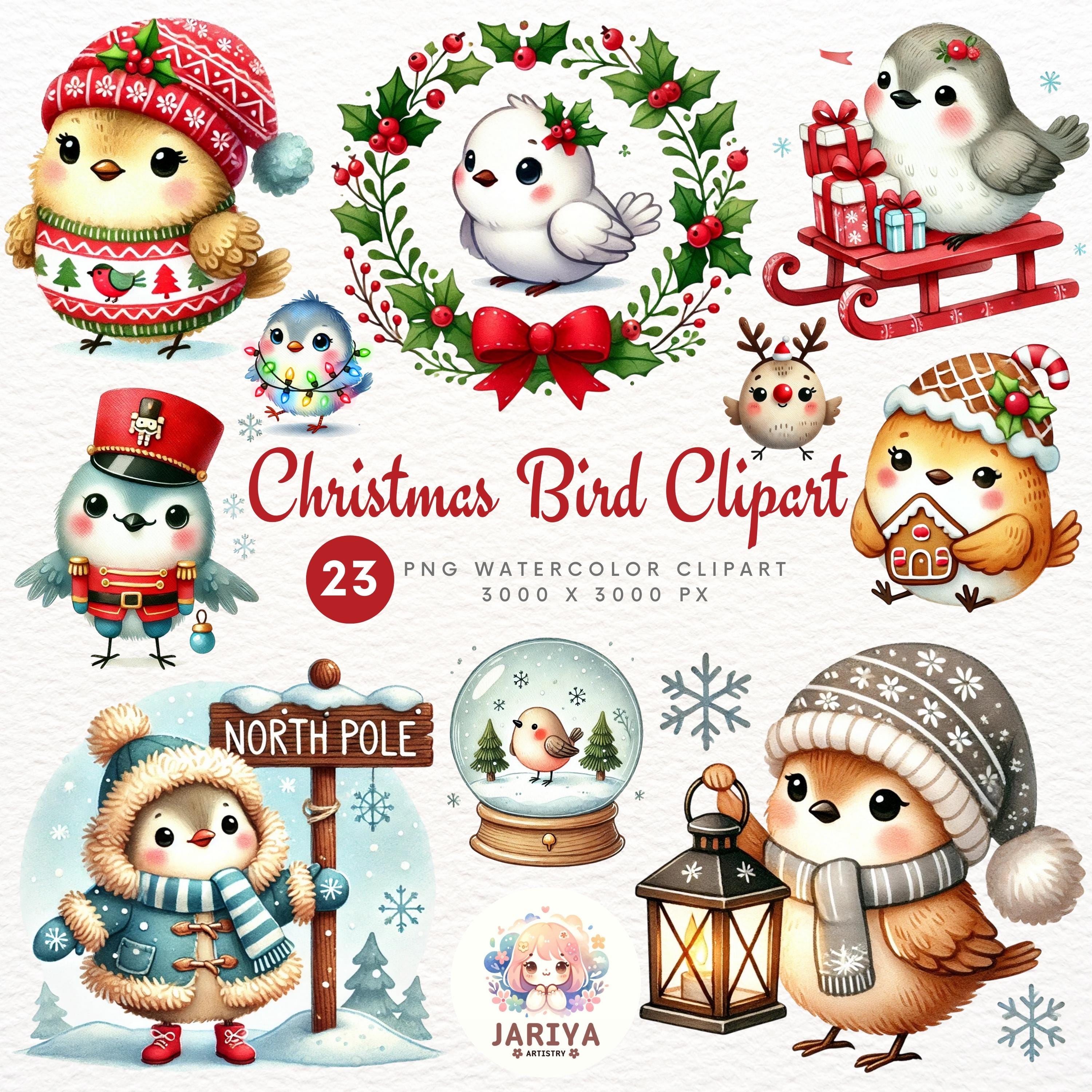 Christmas Bird Clipart Collection Perfect for Seasonal Decorating, DIY ...