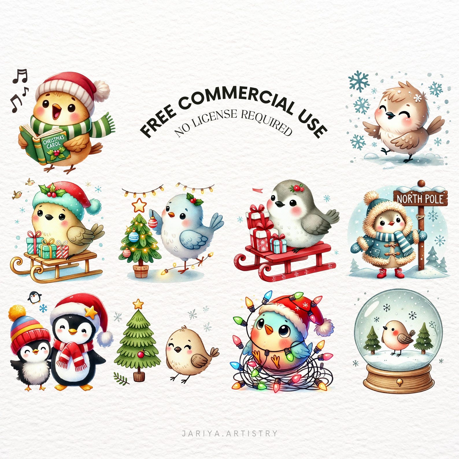 Christmas Bird Clipart Collection Perfect for Seasonal Decorating, DIY ...