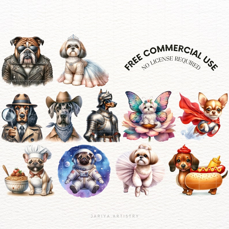 Cute Animals Clipart Set - Funny Dogs and Puppy Breeds - Instant ...