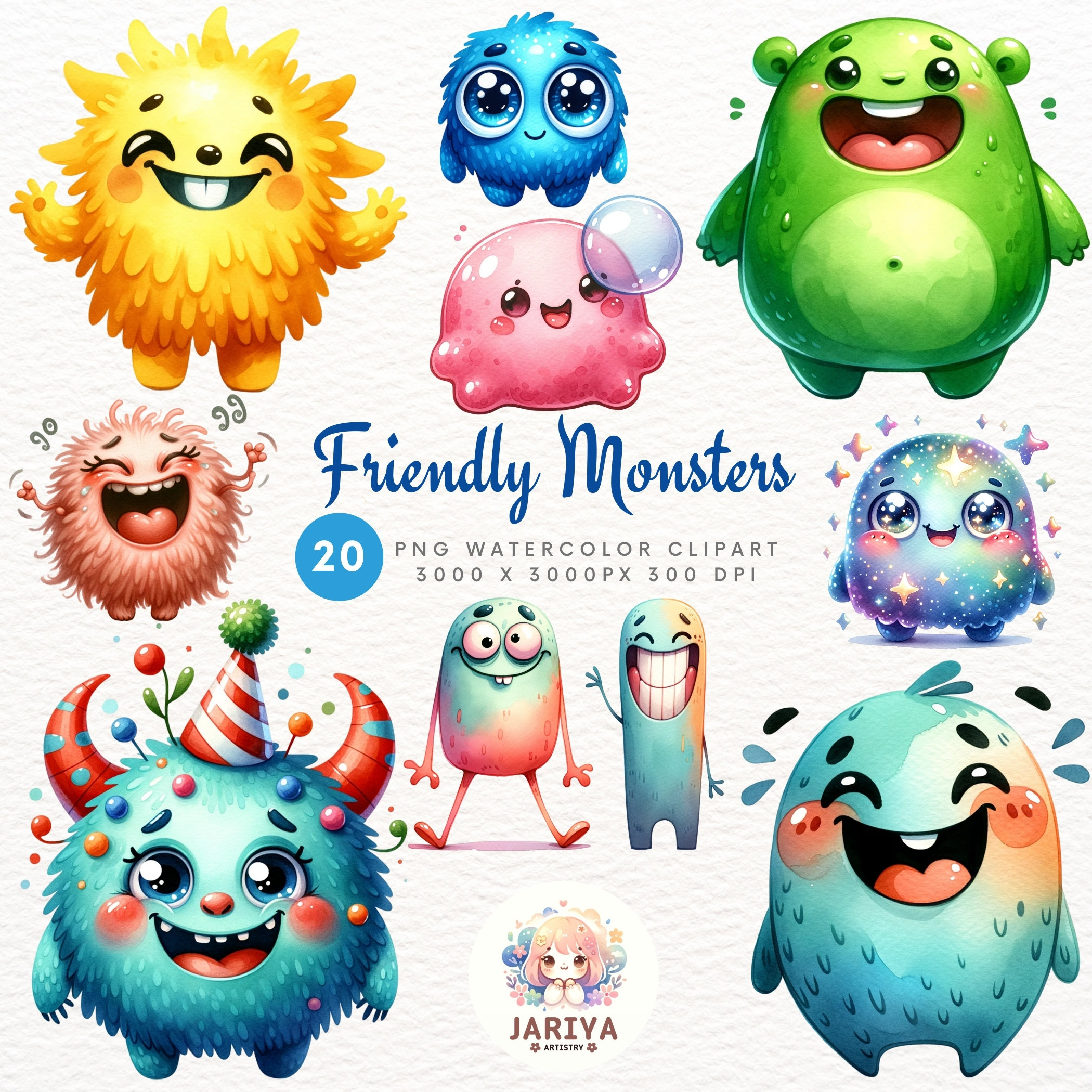 Cute Friendly Monster Clipart Bundle, Cute Monster Clipart PNG ...
