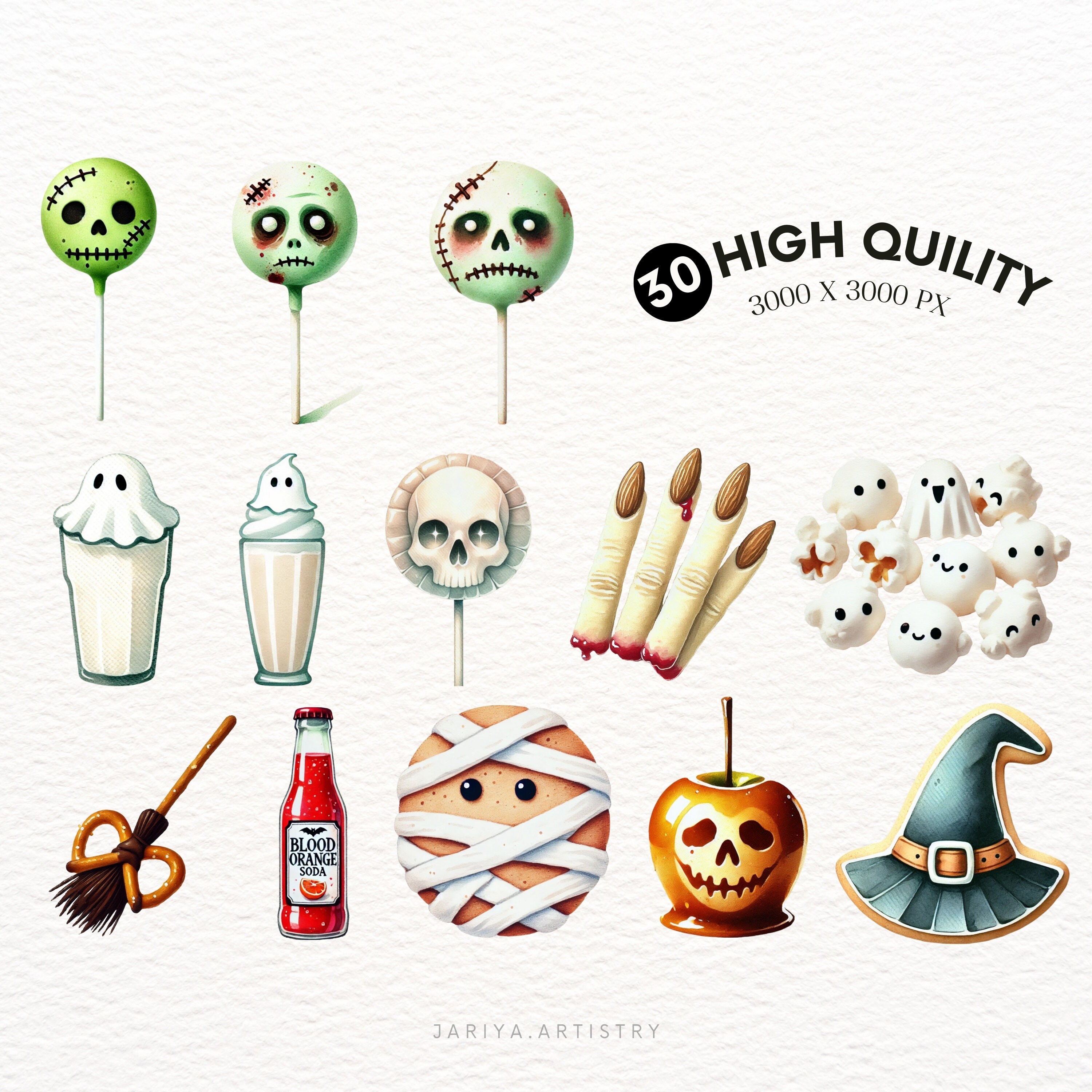 Cute Watercolor Halloween Clipart Spooky Halloween Clipart Halloween ...