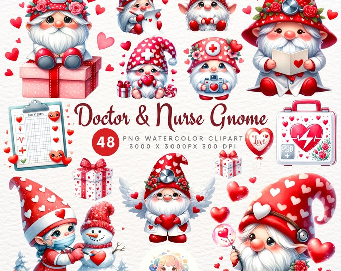 Watercolor Doctor Gnome Clipart PNG Bundle | 20 High-quality Pngs ...