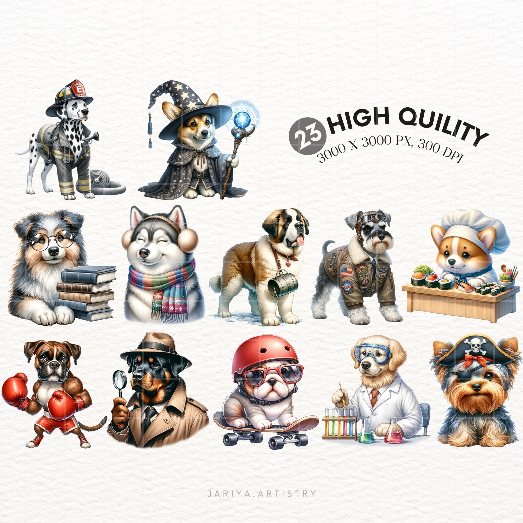 Cute Animals Clipart Set - Funny Dogs and Puppy Breeds - Instant ...
