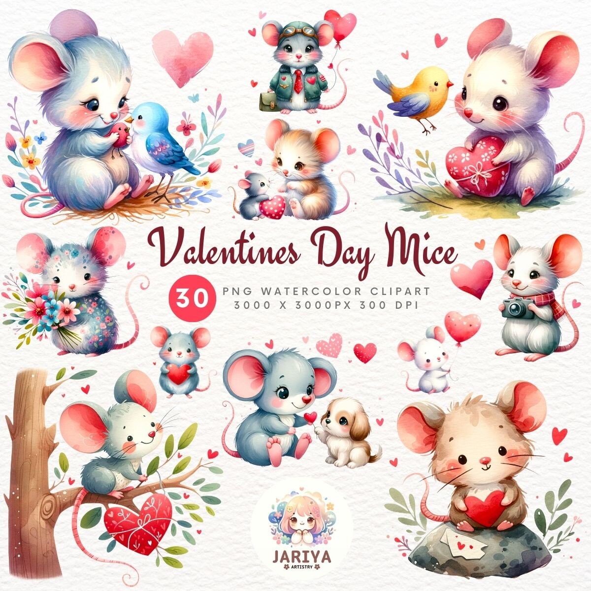 Cute Valentine Mice Graphics - Romantic Clipart for Sublimation & Card ...
