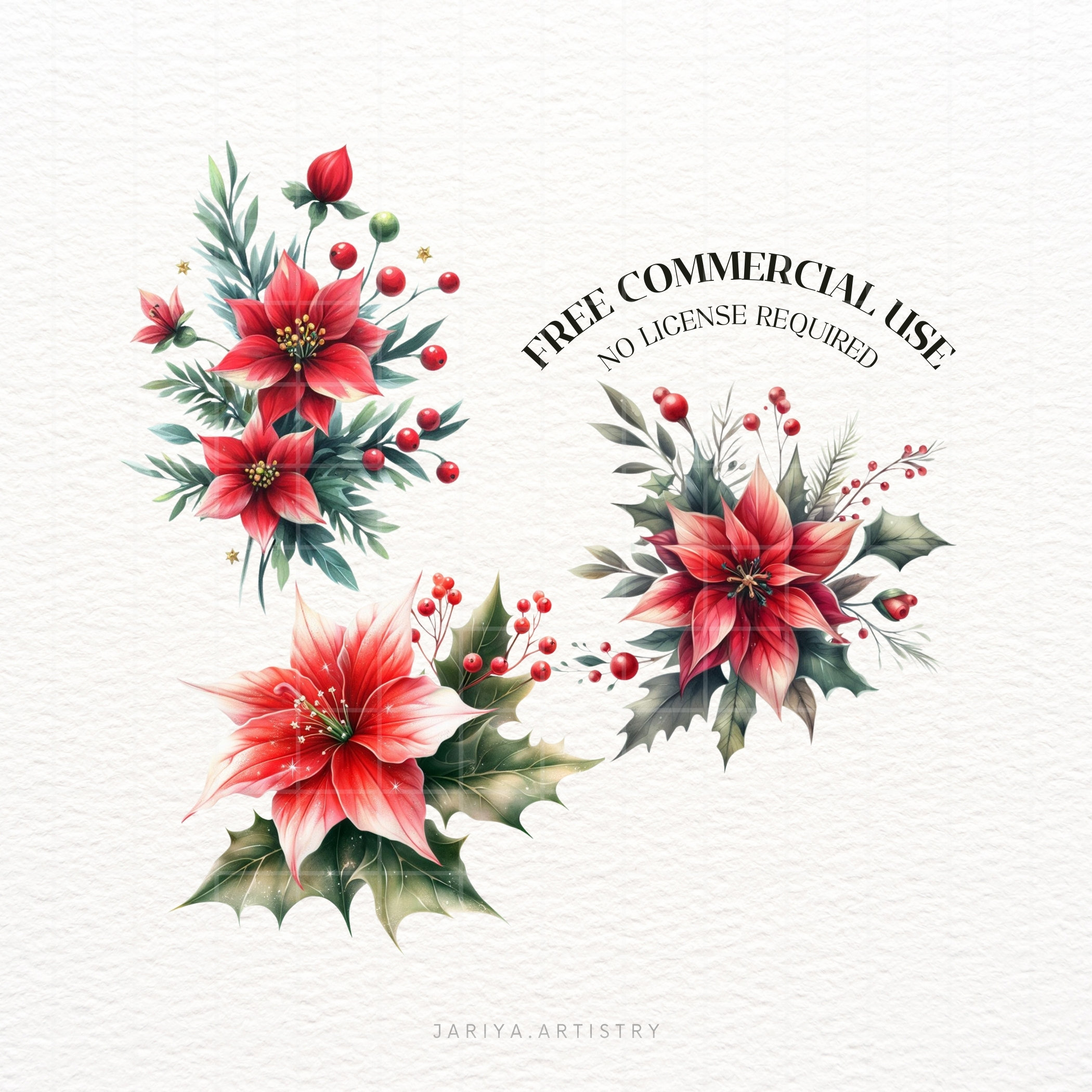 Christmas Flowers Clipart Bundle, Christmas Flowers Clipart PNG ...