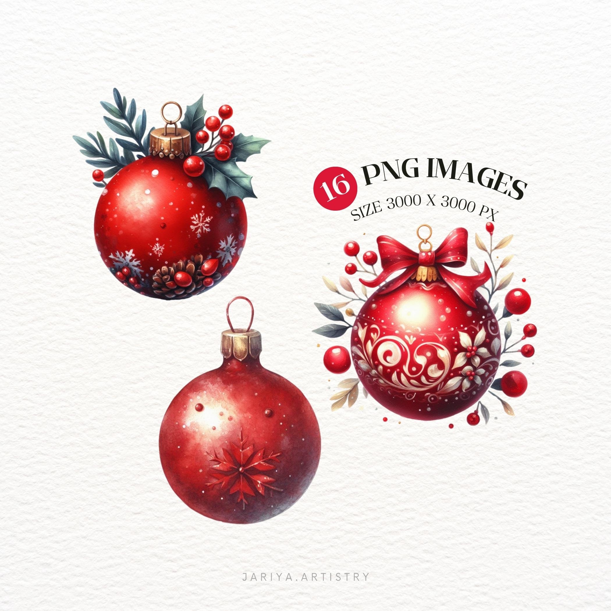Red Christmas Ball Clipart Bundle, Red Christmas Ball PNG, Red ...