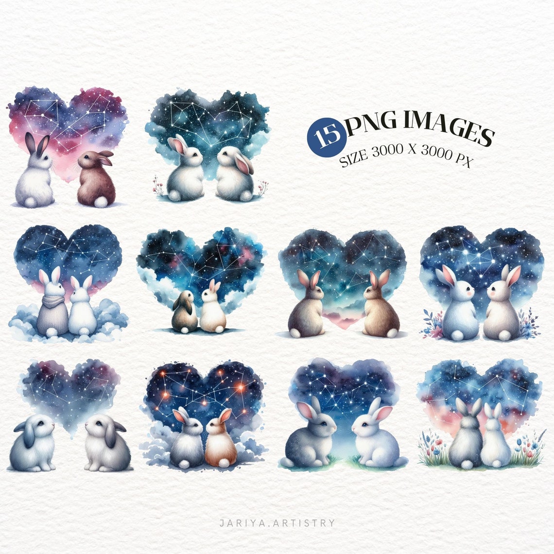 Cute Bunny Couple Clipart Bundle Valentine Watercolor Clipart - Etsy