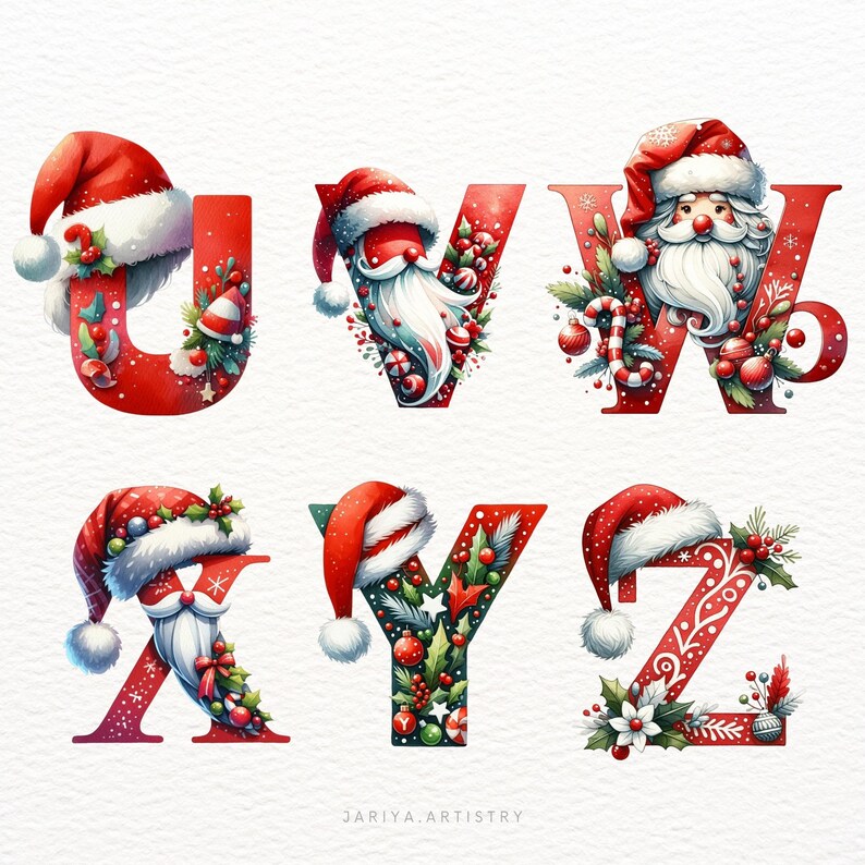 Santa Alphabet Clipart Bundle A-Z Clipart PNG Santa Alphabet - Etsy UK