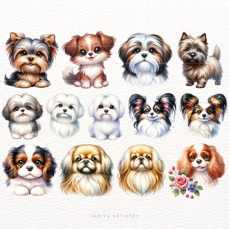 Cute Puppy Watercolor PNG Bundle, Cute Dog Sublimation Designs, Dog ...