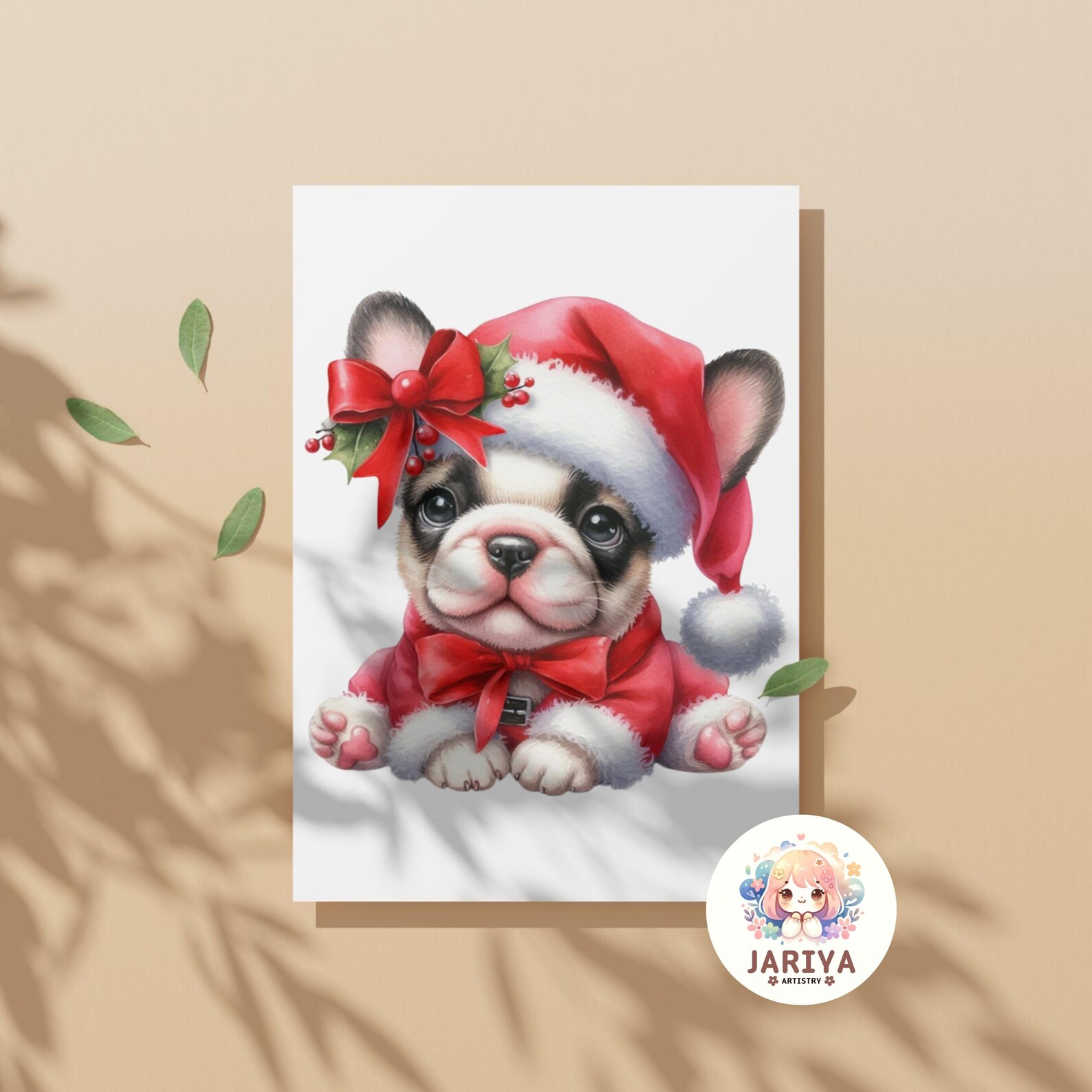 Cute French Bulldog in Santa Outfit Joyful Watercolor Clipart for ...