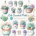Pastel Succulent Clipart, Watercolor Succulent PNG, Cute Succulent PNG ...