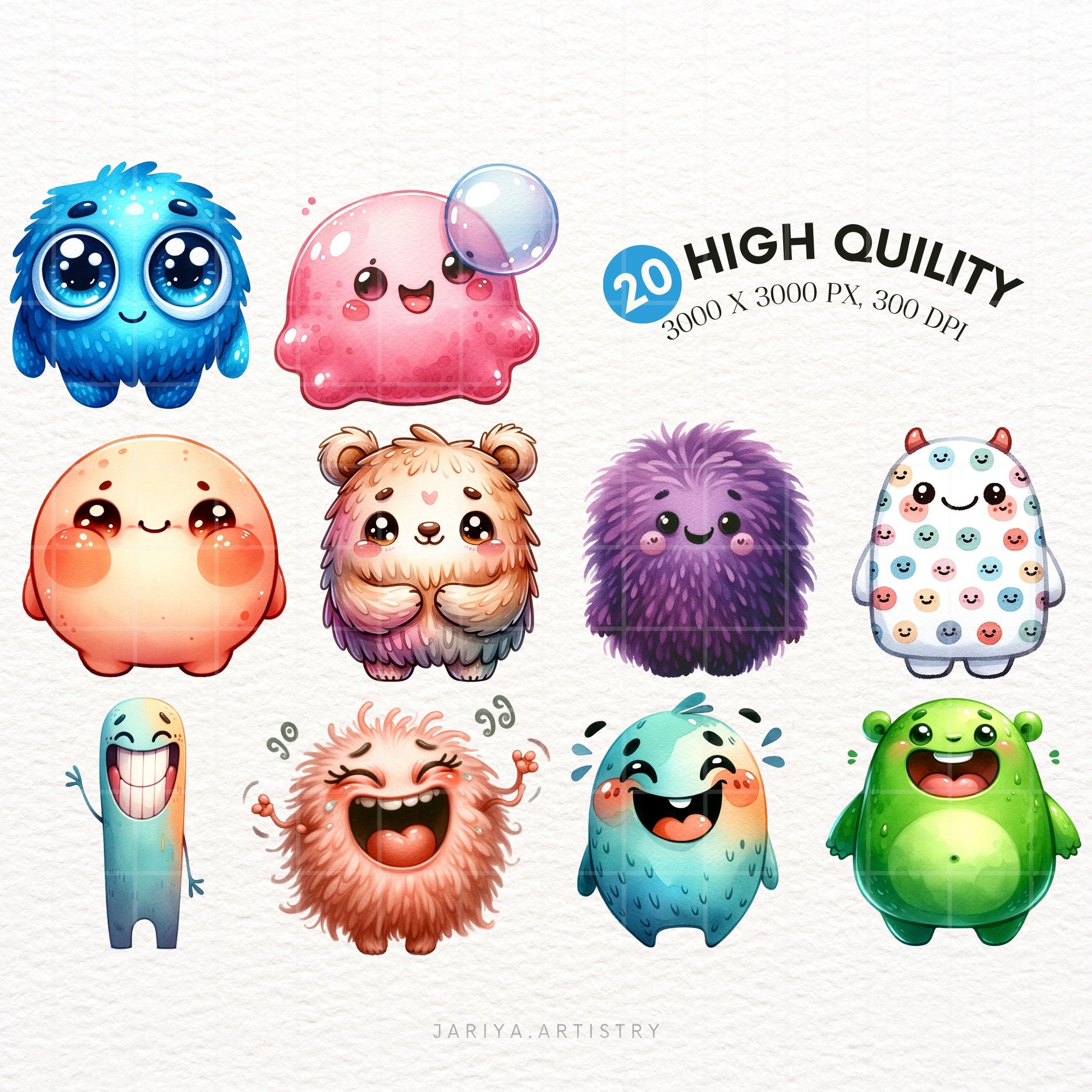 Cute Friendly Monster Clipart Bundle, Cute Monster Clipart PNG ...